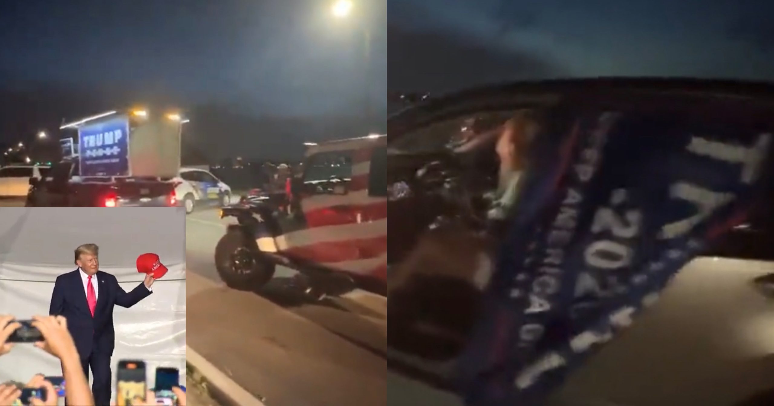 Crowd of Flag Waving Trump Supporters Spotted Rallying in Support of ...